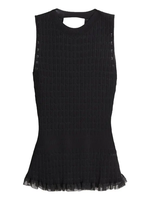 3.1 Phillip Lim Ruffled Ribbed-knit Tank - Black