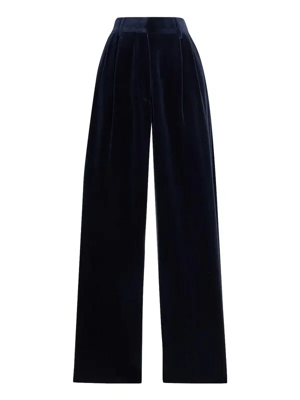 BLAZÉ MILANO Cotton-velvet Straight-leg Pants - Navy