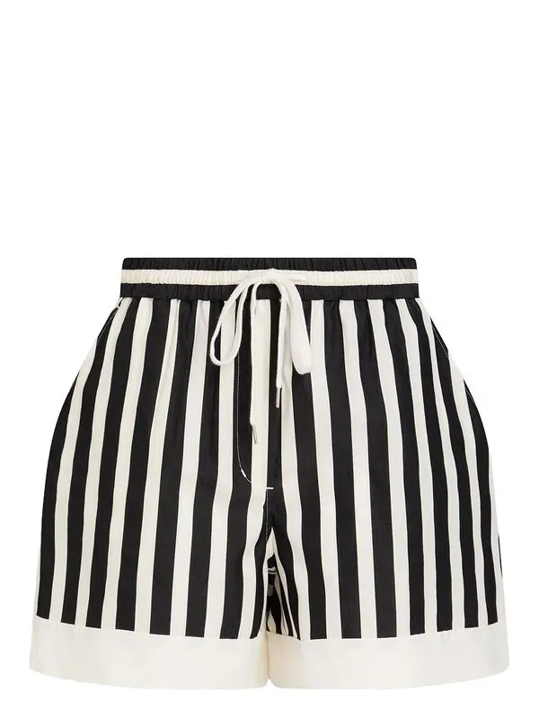 3.1 Phillip Lim Striped Cotton And Silk-blend Shorts - Black