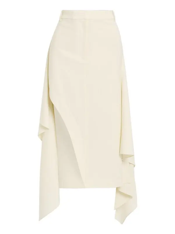 Tibi Draped Crepe Midi Skirt - Cream
