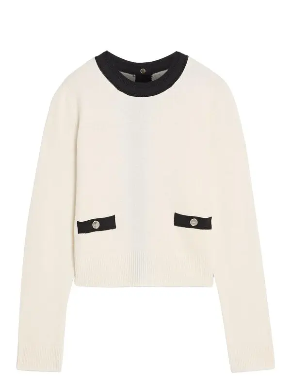 Sandro Two-tone Wool And Cashmere-blend Sweater - Ecru