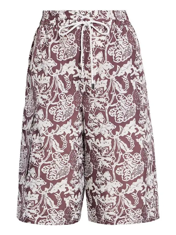 Tibi Floral-print Shell Shorts - Grape