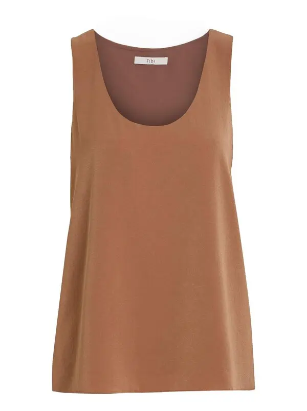 Tibi Crepe De Chine Tank - Light Brown