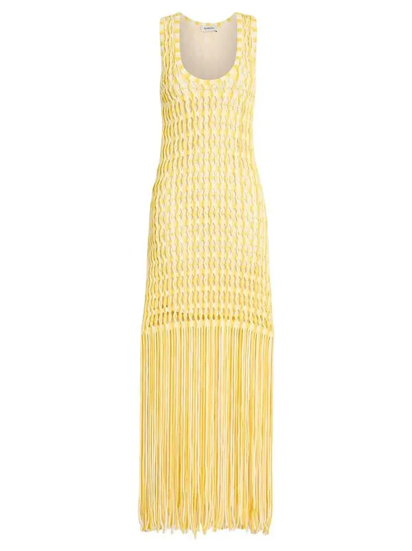 Simkhai Sonia Fringed Open-knit Maxi Dress - Yellow
