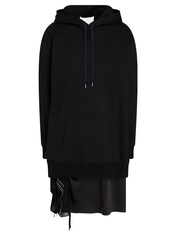 3.1 Phillip Lim Layered Cotton-terry And Satin Mini Dress - Black