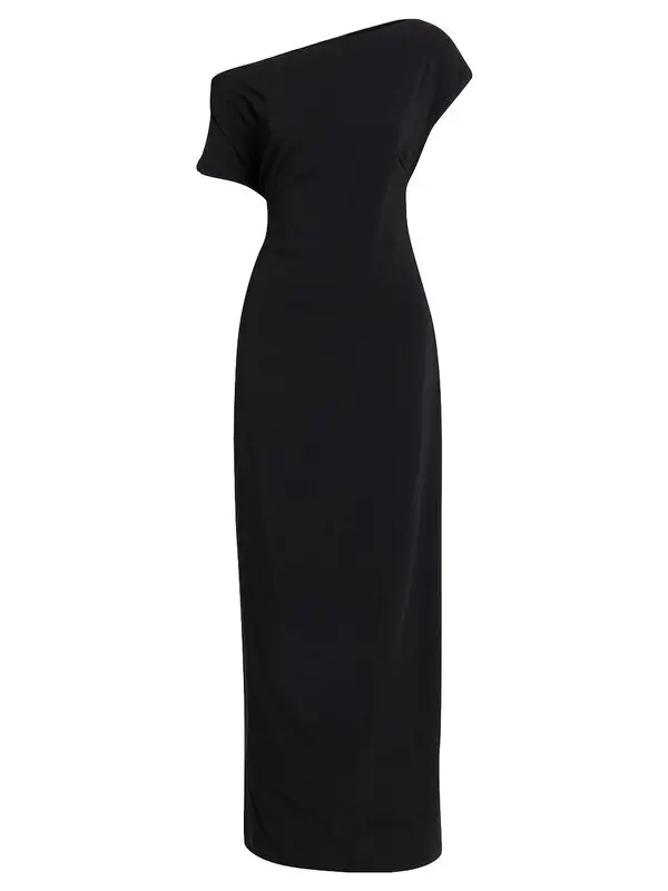 ST. AGNI One-shoulder Crepe Maxi Dress - Black