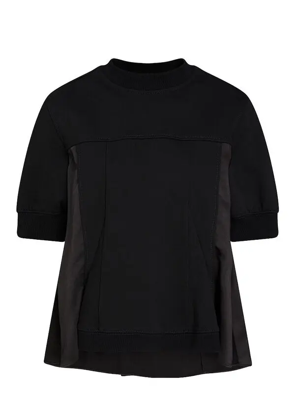 3.1 Phillip Lim Satin-paneled French Cotton-terry Top - Black