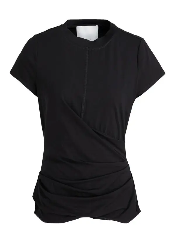 3.1 Phillip Lim Draped Stretch-cotton Jersey T-shirt - Black