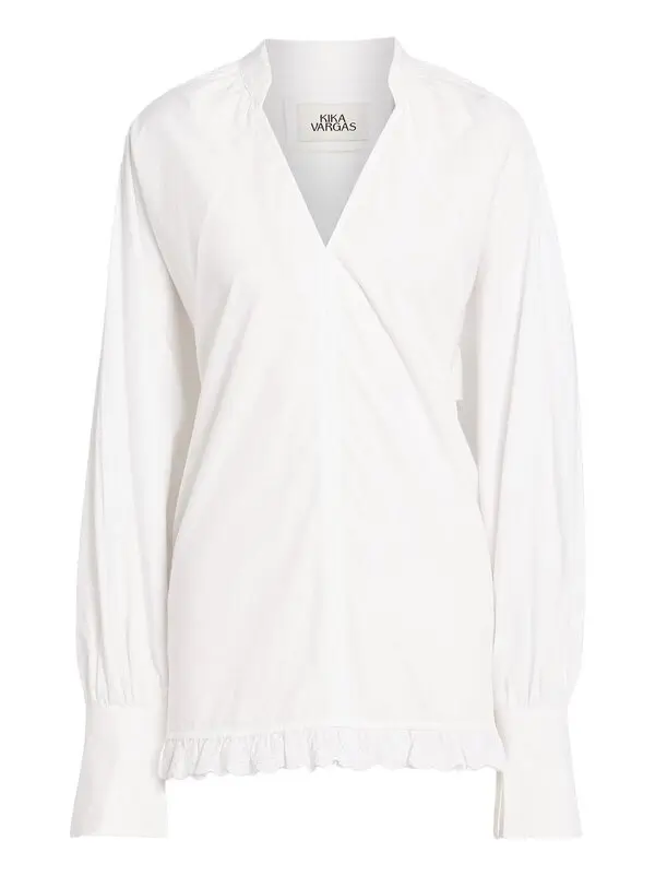 KIKA VARGAS America Ruffled Cotton-poplin Blouse - White