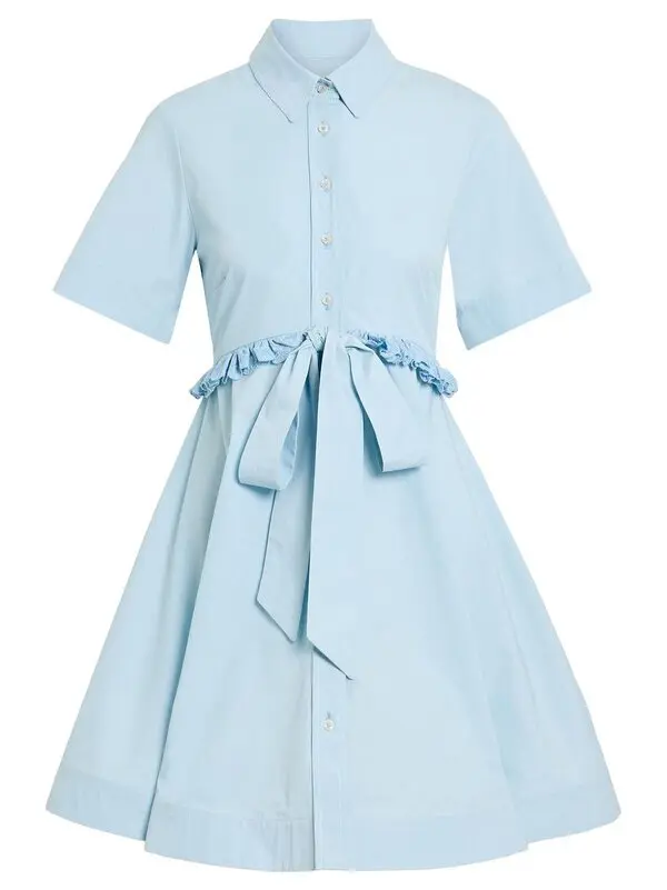 KIKA VARGAS Alma Bow-detailed Mini Shirt Dress - Light Blue