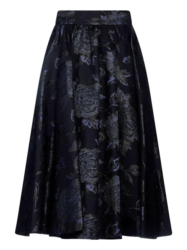 Alice + Olivia Brocade Midi Skirt - Black