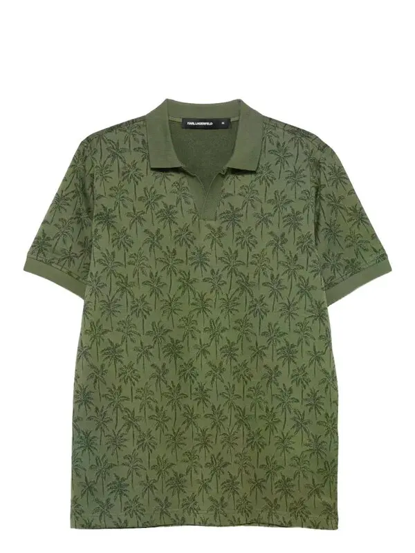 Karl Lagerfeld Palm-print Polo Shirt - Green