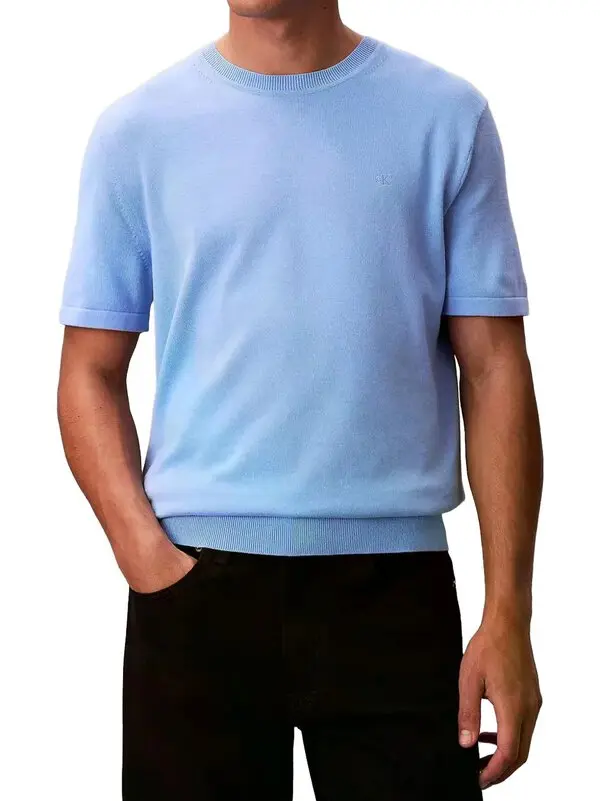 Calvin Klein Pima Logo Sweater - Blue