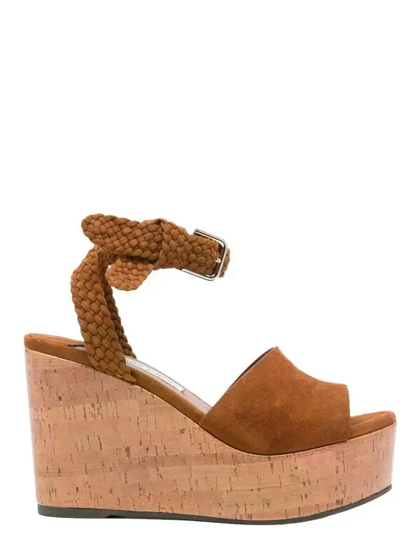 JIMMY CHOO Braided-strap Wedge Sandals - Brown