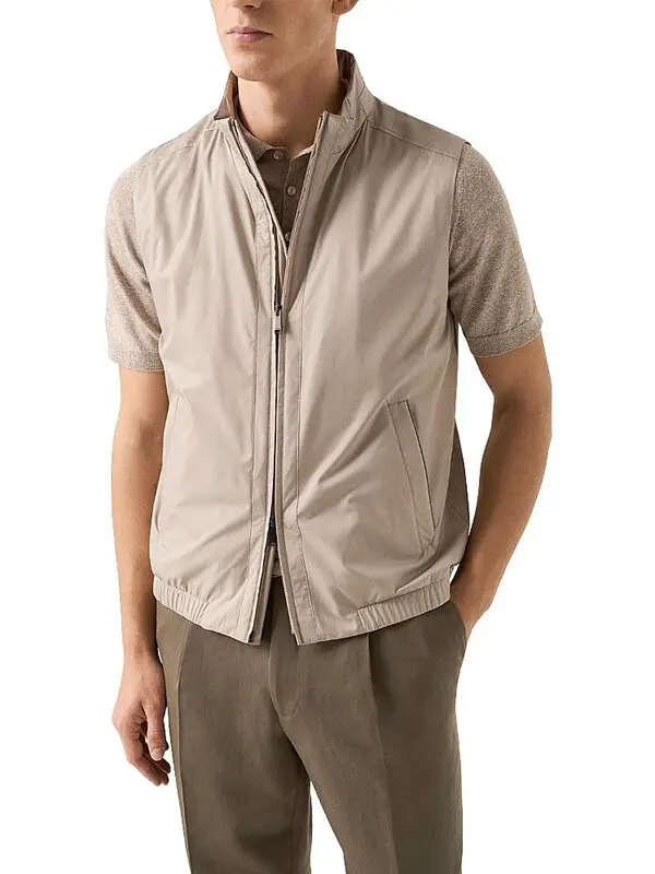 Eton Lightweight Zip-up Vest - Light Beige