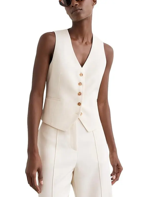 REISS Malin Waistcoat - Cream