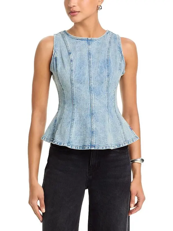 LEVI'S Leighton Peplum Seamed Denim Top - In The Dust Stone