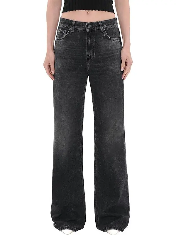 HAIKURE Korea Mid-rise Wide-leg Jeans - Authentic Black