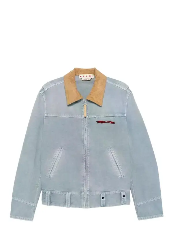 Marni Contrast-collar Zip-front Jacket - Blue