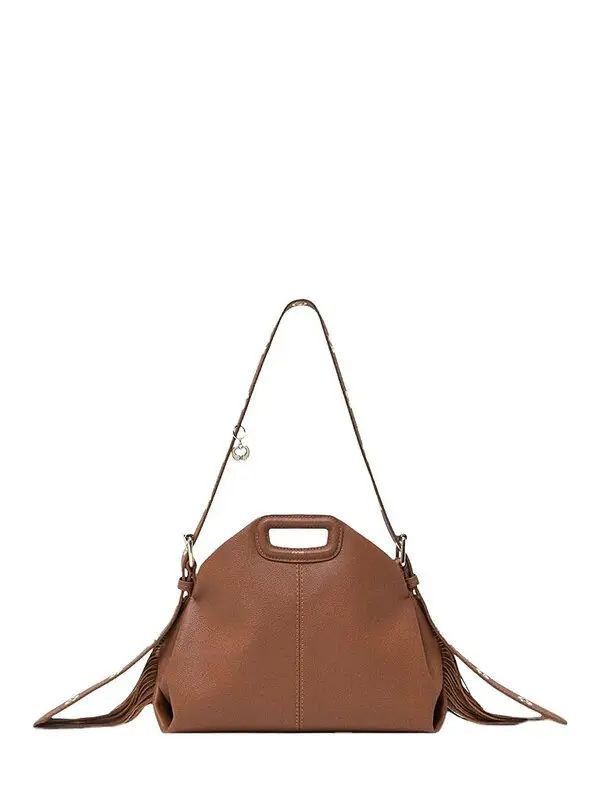 Maje Miss M Leather Crossbody Bag - Cognac Brown