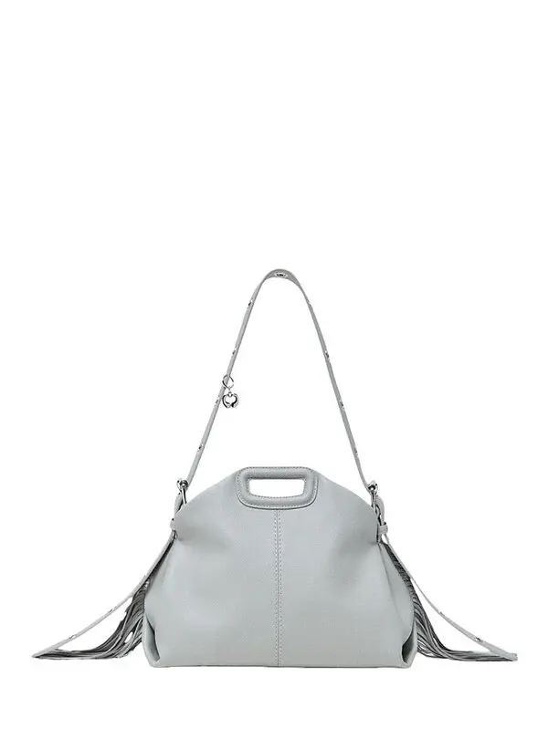 Maje Miss M Leather Crossbody Bag - Light Grey