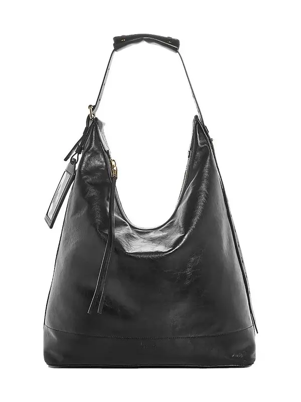 Moschino Leather Hobo Shoulder Bag - Black