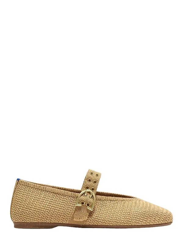 Rothy's Max Buckle Knit Mesh Mary Jane Flats - Tan Woven