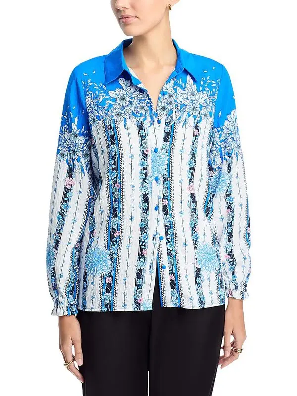 T Tahari Printed Blouse - Sky Forest