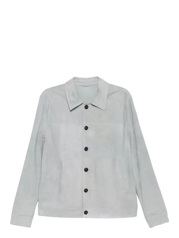 Eleventy Buttoned Suede Jacket - Blue