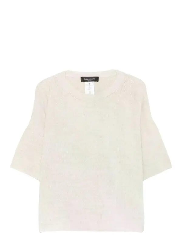 Fabiana Filippi Short-sleeve Shimmer Sweater - Neutrals
