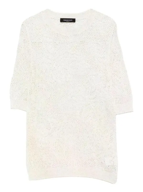 Fabiana Filippi Openwork Sparkle T-shirt - Neutrals