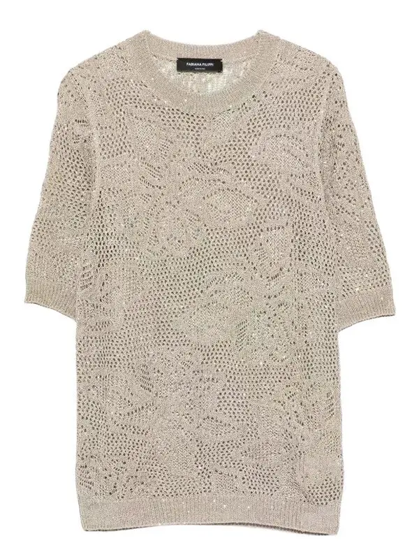 Fabiana Filippi Open-knit T-shirt - Neutrals