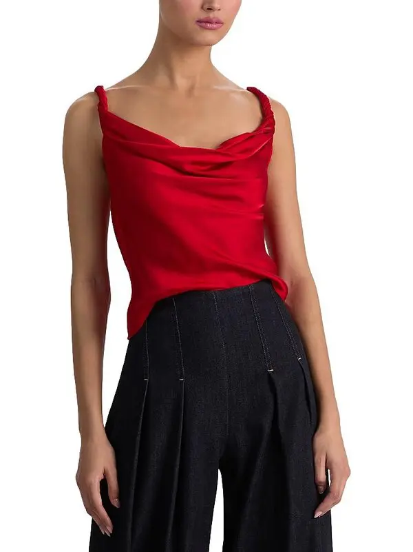 Alice + Olivia Monique Twist Strap Top - Chili Pepper