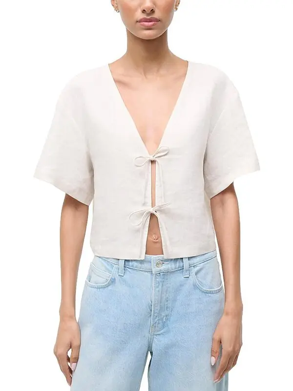 Staud Ava Linen Top - Natural