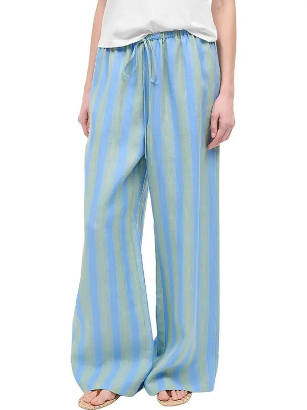 Staud Mateo Linen Pants - Seaport Stripe