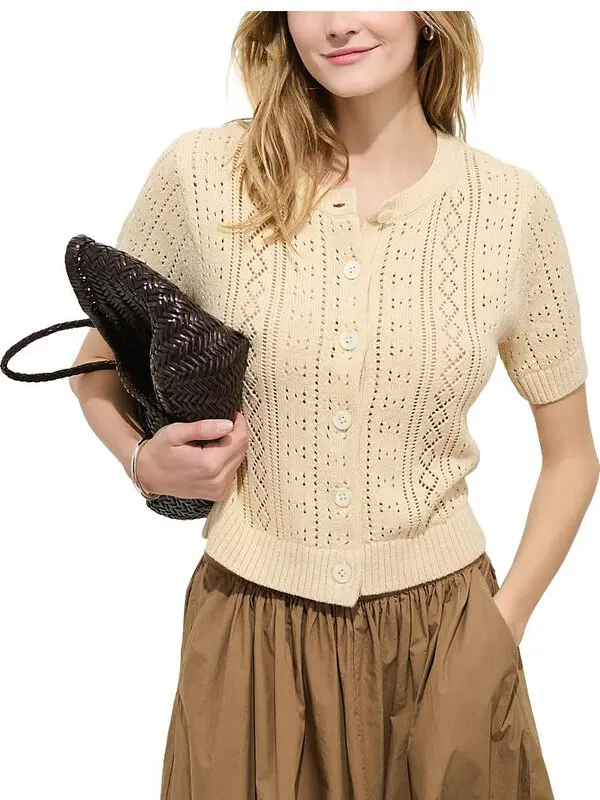 ALEX MILL Elle Pointelle Cardigan - Cream