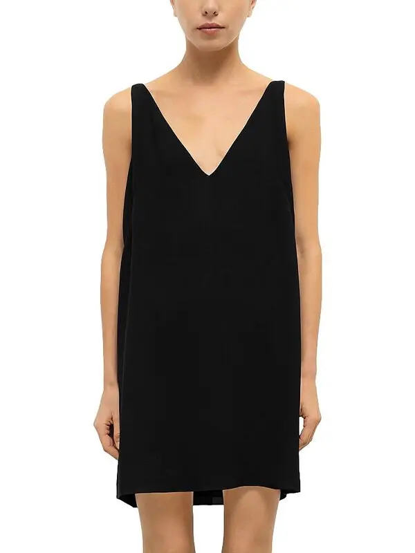 LESET Ari V Neck Mini Dress - Black