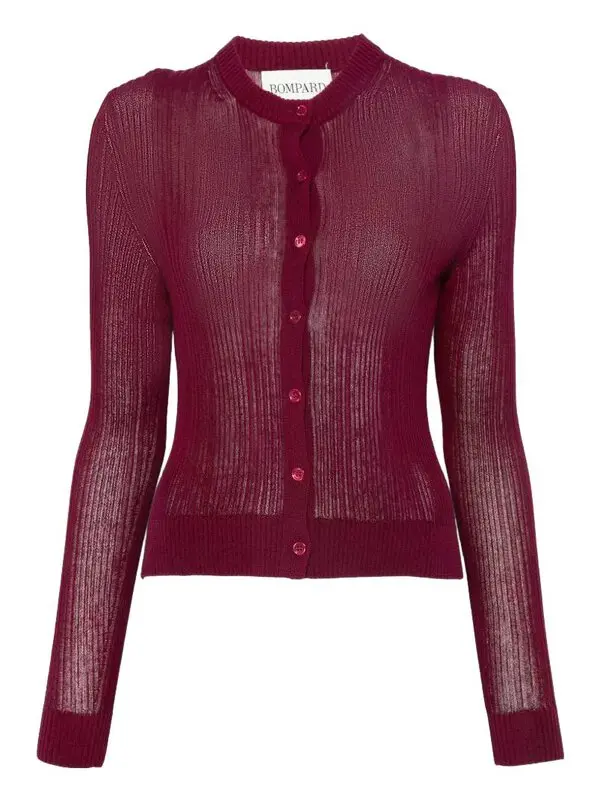Eric Bompard Ribbed Knit Sheer Cardigan - Red