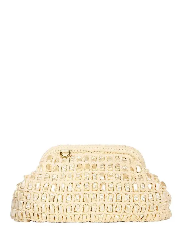 Aqua Pearl Beaded Convertible Clutch - White