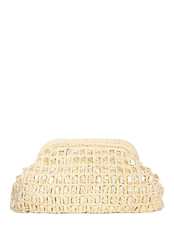 Aqua Pearl Beaded Convertible Clutch - White