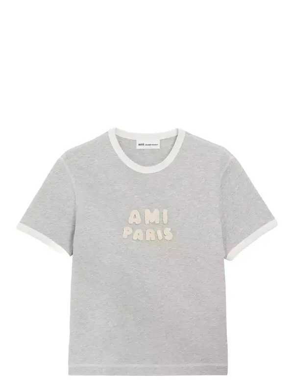AMI Paris Logo Appliqué T-shirt - Grey