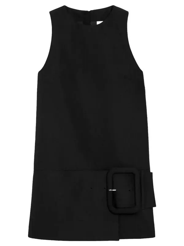 Ami Wool Belted Mini Dress - Black