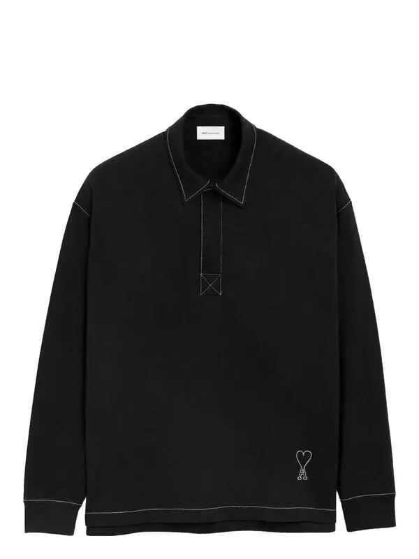 AMI Paris De Coeur Topstitched Shirt - Black