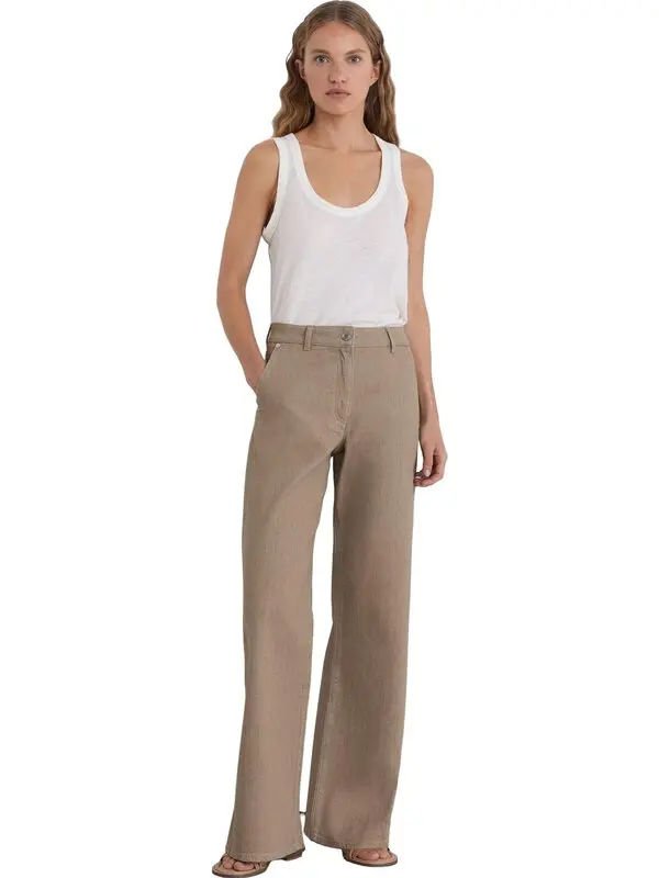 REISS Addie Petite Wide-leg Jeans - Sand