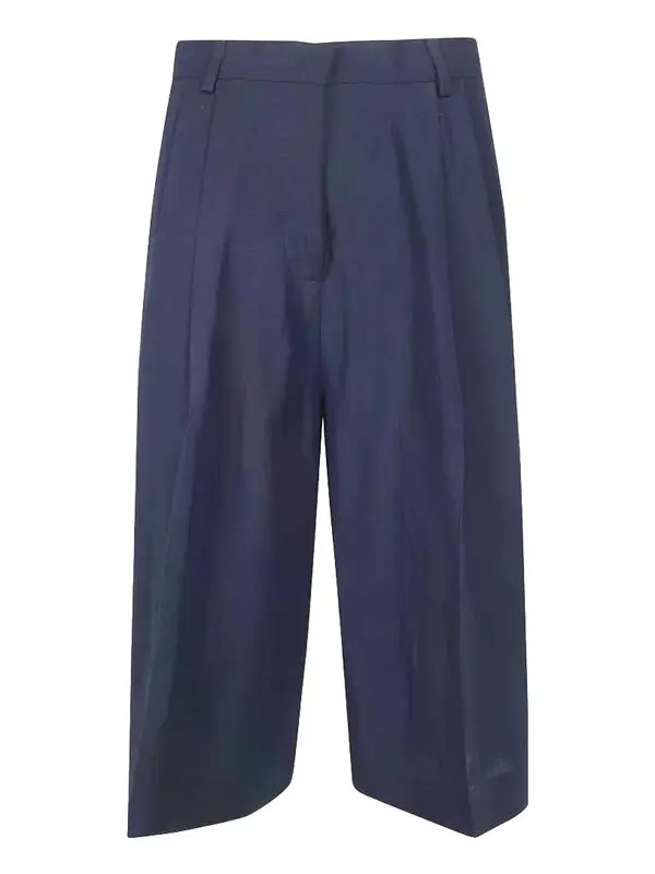 Fabiana Filippi Pleated Wide-leg Cropped Trousers - Blue