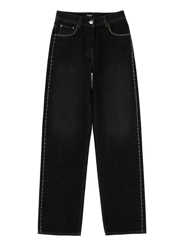 Versace Jeans With Studs And Crystals - Black