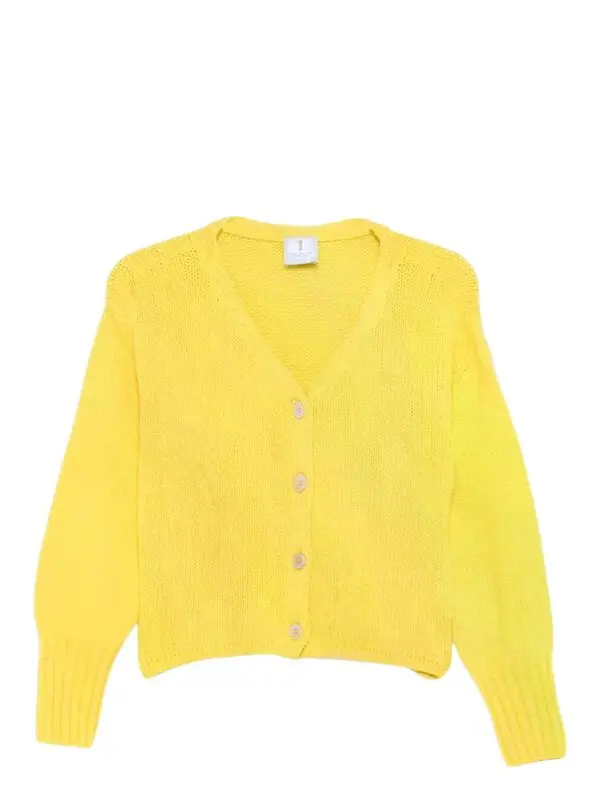Incentive! Cashmere V-neck Cashmere Button Cardigan - Yellow