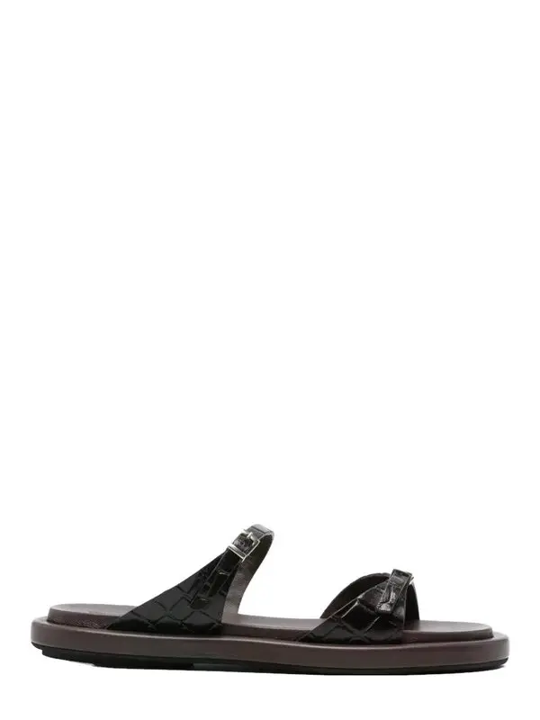 POEVE Laila Buckle Sandals - Brown