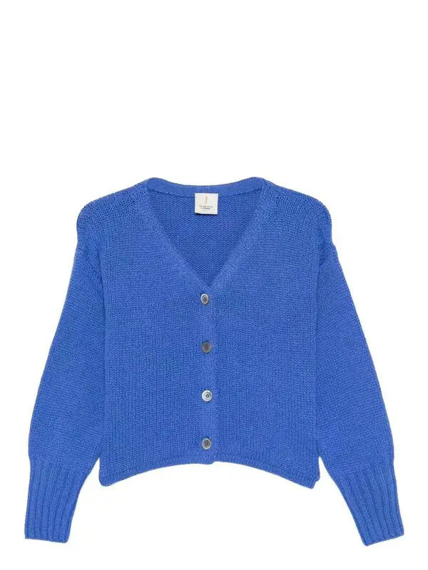Incentive! Cashmere Buttoned V-neck Cashmere Cardigan - Blue