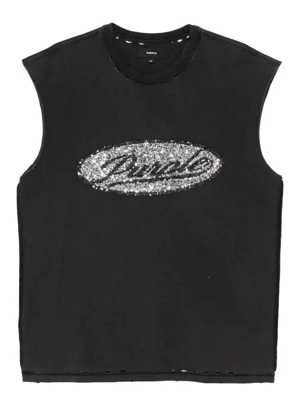 PURPLE BRAND Sequin-embellished Textured Tank Top - Black